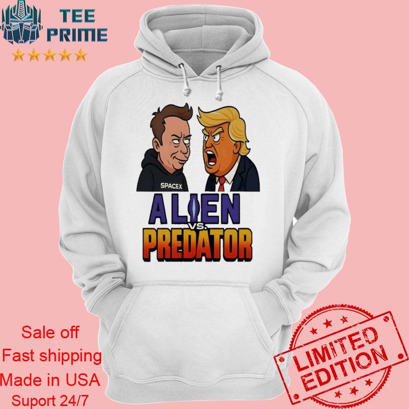 Original Elon Musk vs Donald Trump Alien vs Predator Cartoon T Shirt ...