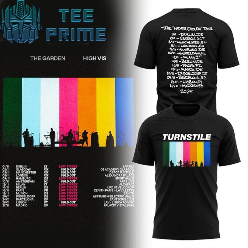 Original Turnstile Europe And UK The Never Enough Tour 2025 Merch Back ...